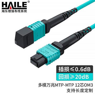 光纤跳线MTP-MTP万兆多模12芯 OM3-300光模块尾纤跳纤