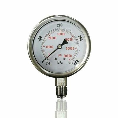 全钢超高压力表不锈钢耐震充油高压表径向YBN100400MPAM20*1.5