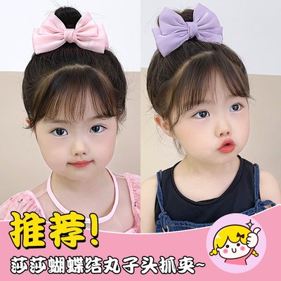 儿童蝴蝶结抓夹2025新款女童公主丸子头盘发神器宝宝发抓发卡头饰