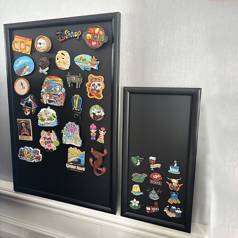 磁吸小黑板冰箱贴展示板磁铁收纳板磁力板磁铁置物架挂墙式实木框