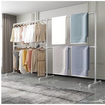 镀锌管晾衣架落地双杆式阳台凉挂衣架卧室内户外晒衣晒被子架定做