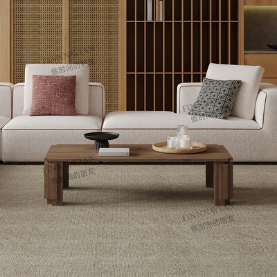芬纳维亚a 中古日式全实木简约茶几别墅黑胡桃方茶桌(Notch-2山峡