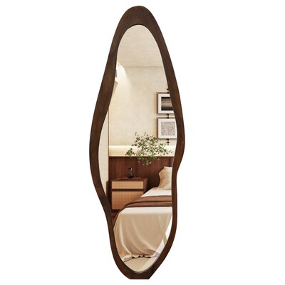 精选BOLEN 中古全身镜子实木穿衣镜侘寂风落地试衣镜壁挂墙复古装