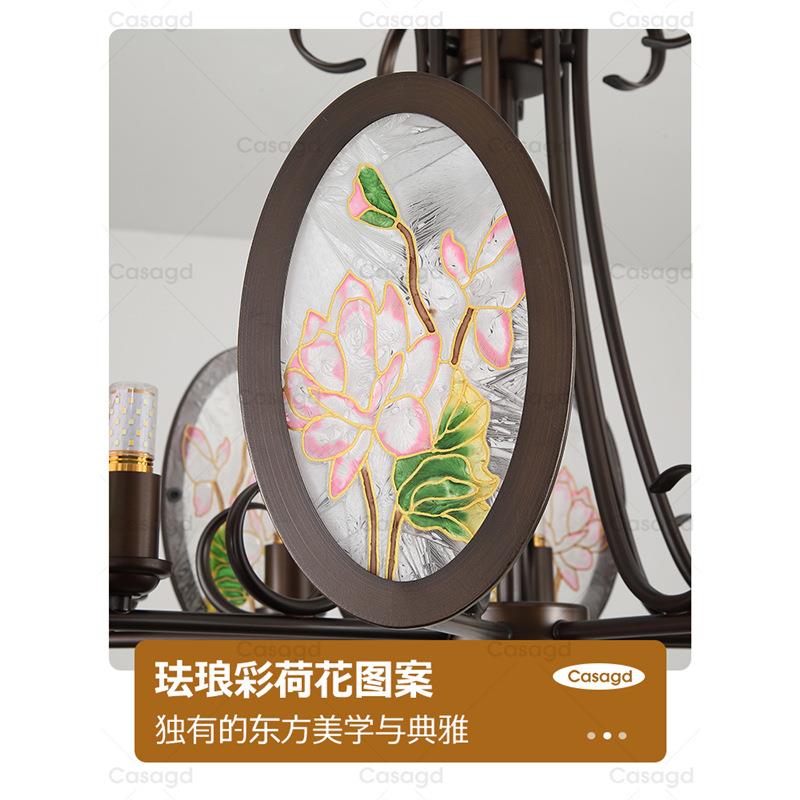 【莲灯初赵】中古宋代美学客厅吊灯复古卧室珐琅彩餐厅屏风灯casa