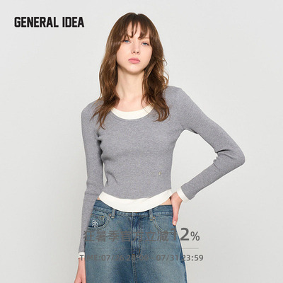 GENERAL IDEA BY BUMSUK 韩国正品 套头正肩休闲针织衫长袖打底