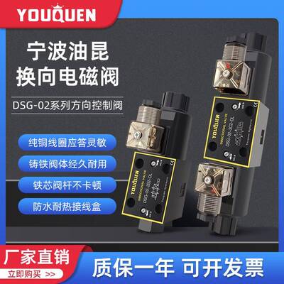 正品YOUQUEN油昆电磁阀DSG-02-3C2 3C4 3C6 2B2 -DL/LW 24V 220V