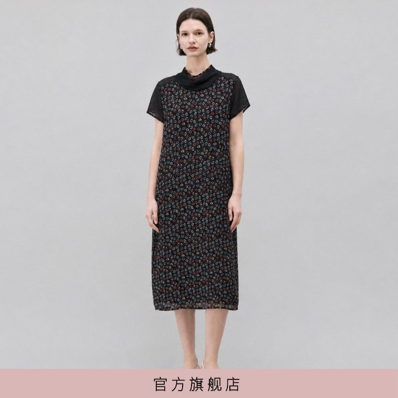 【KOREANO】女大气假帽领彩绘几何三角花连衣裙24R4-LW3765(UN)B