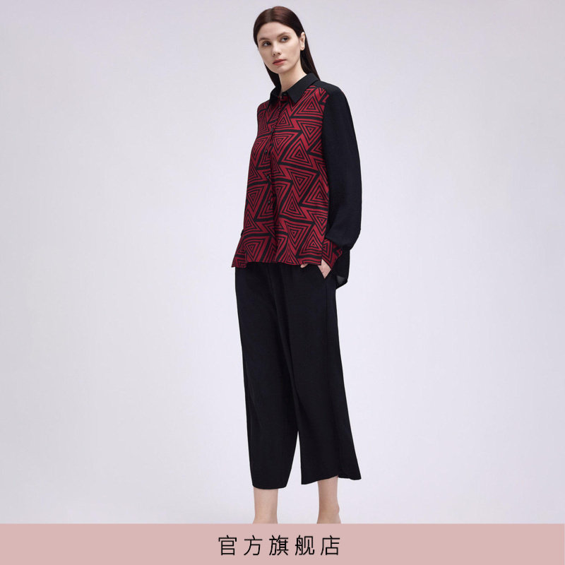 【KOREANO】夏季女黑红几何撞色衬衫26R3-CW6805(AUN)
