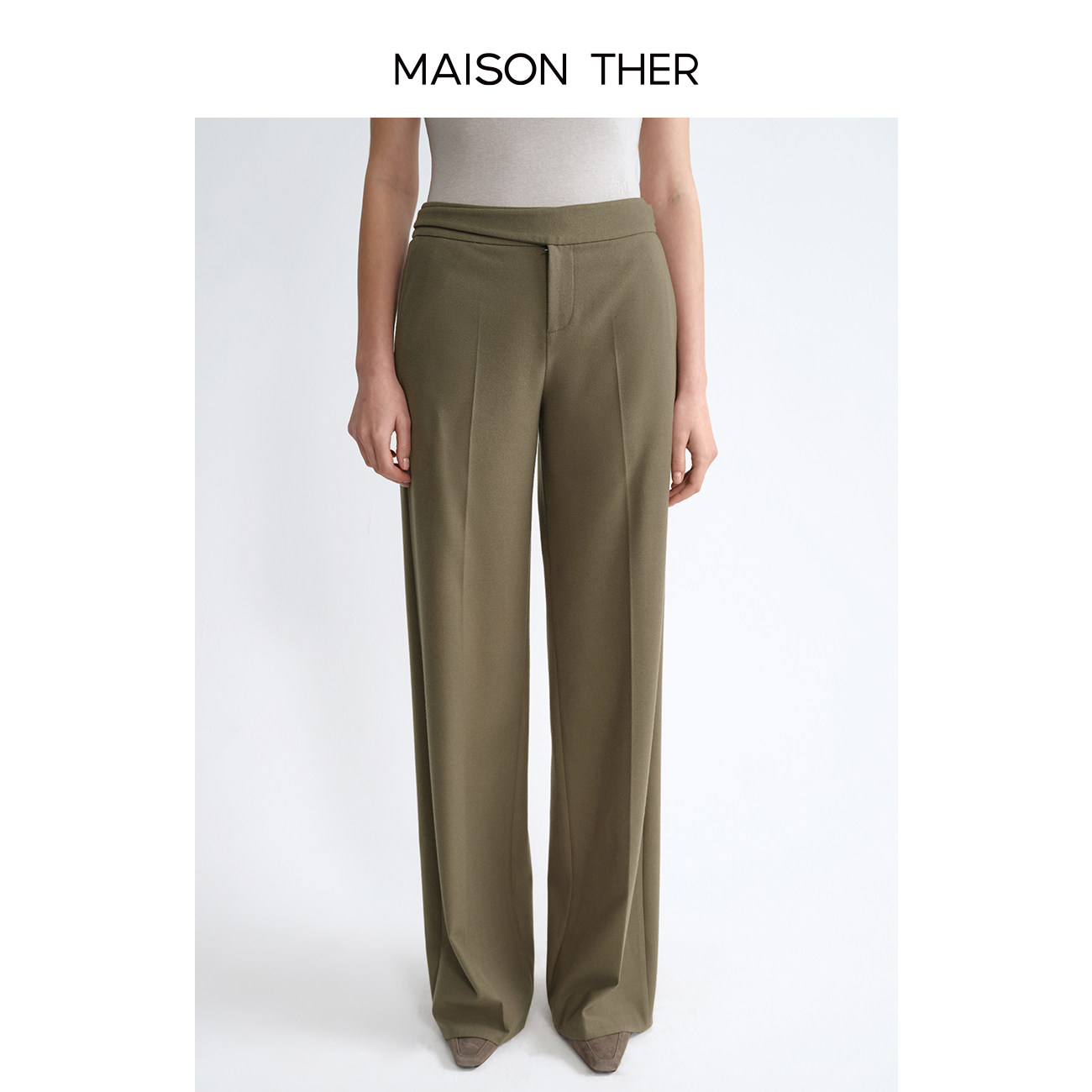 MAISON THER意式廓尔格直筒低腰绒感西裤2025重磅新品通勤百搭款