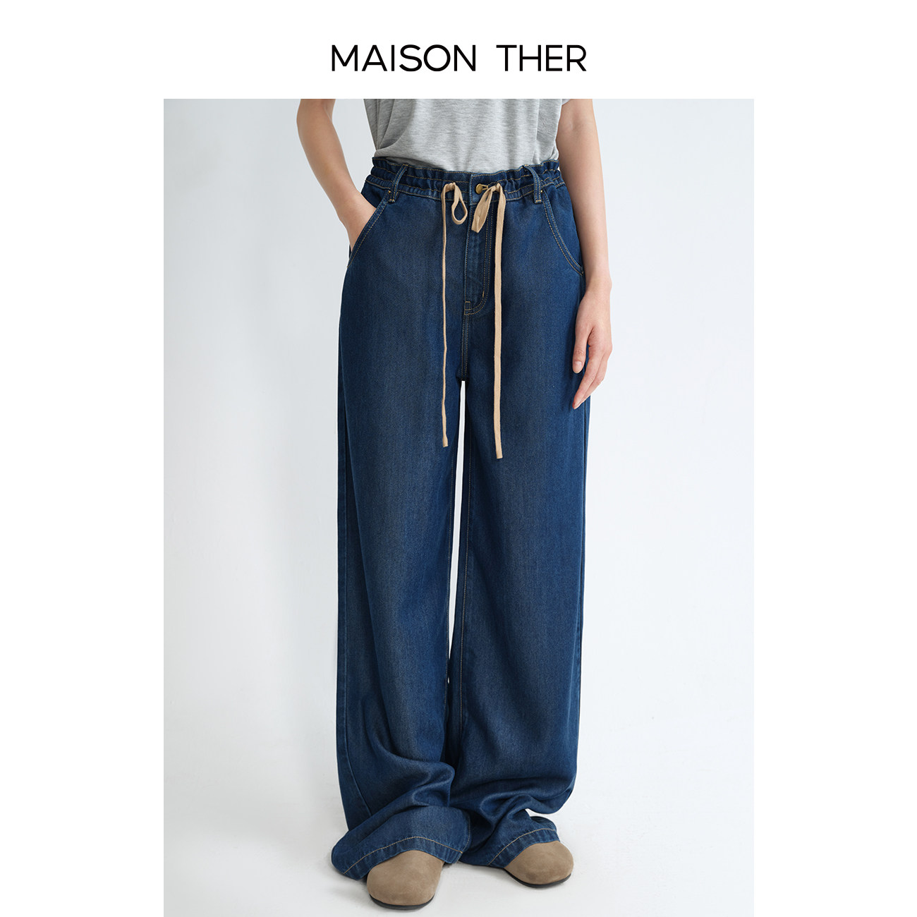 MAISON THER【智感通勤】2025春季新款轻盈天丝牛仔阔腿裤女
