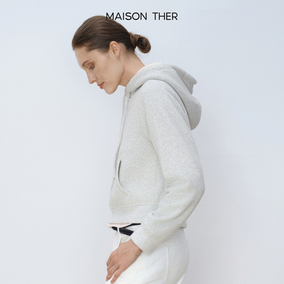 MAISON THER【25秋新款】经典百搭磨毛抓绒底短款针织连帽卫衣
