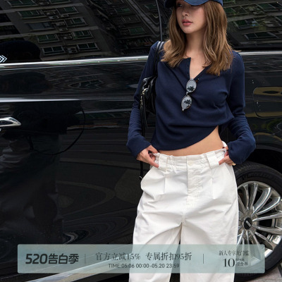 RHER STUDIO“花边筒裤”春夏百搭宽松垂感高腰显瘦阔腿女裤K5414