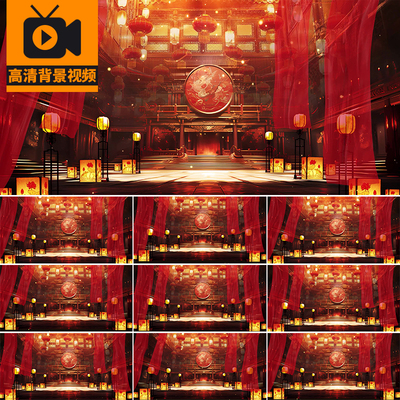 4K古典古代宫廷皇宫建筑场景宫殿中式婚礼中国风LED背景视频素材