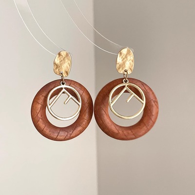 Vintage古着 Pleated lines耳饰