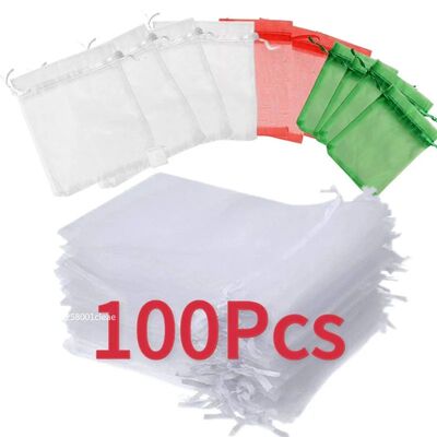 50/100pc Multicolor Drawable Organza Pouch Big Small Insect
