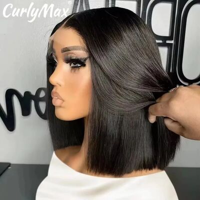 250% Brazilian Bone Straight Short Bob 13x4 Lace Frontal Hum