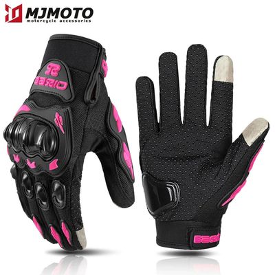 Summer Lady Pink Motorcycle Gloves Women Breathable Motorbik