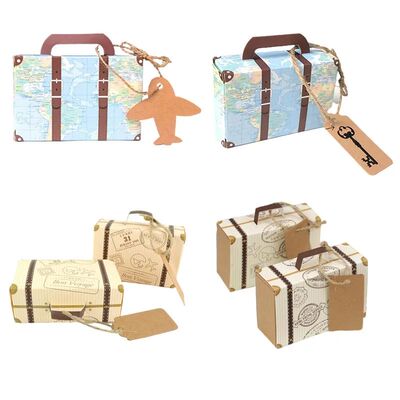10/20/50pcs Mini Travel Suitcase Candy Box Kraft Paper Choco