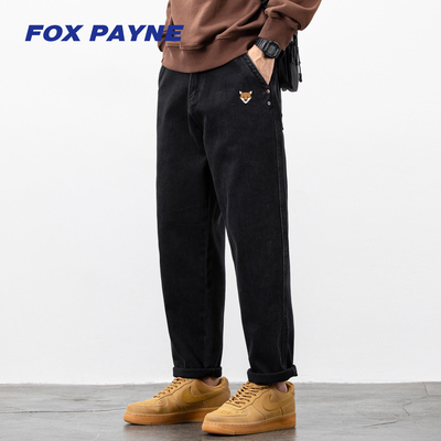 英国FOX PAYNE小狐狸复古百搭牛仔裤男新款宽松直筒潮流休闲裤子