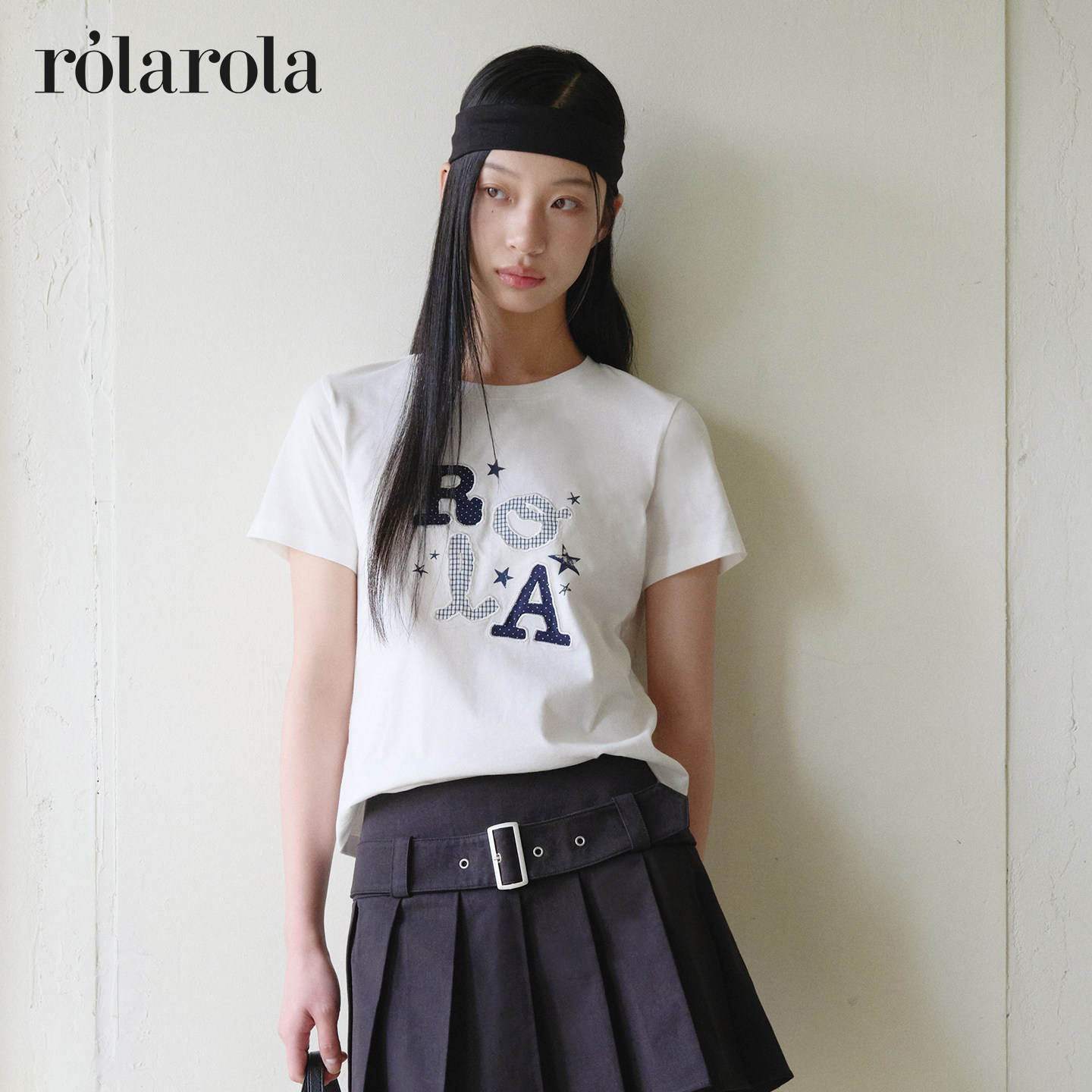 【张元英同款】ROLAROLA 26年新款字母印花甜美风T恤显瘦百搭短袖