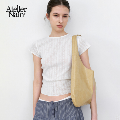 Atelier Nain2026夏季新款修身圆领短袖T恤韩版通勤休闲风上衣女