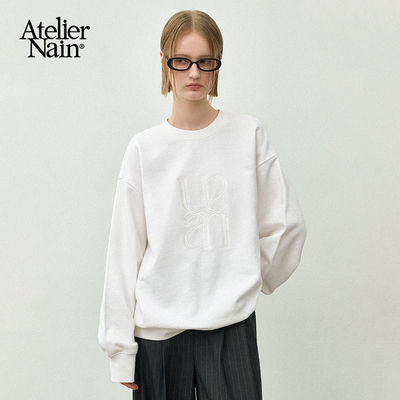 简约字母刺绣卫衣宽松休闲圆领