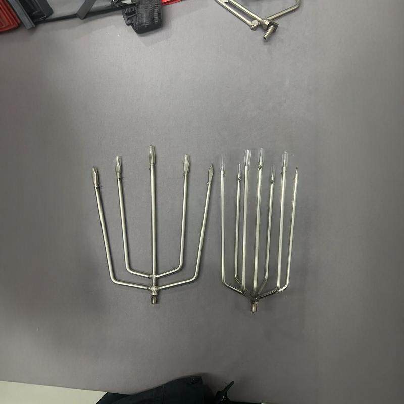 不锈钢大号鱼叉7齿叉5齿叉老式鱼叉叉鱼神器大倒刺实心伸缩杆配件