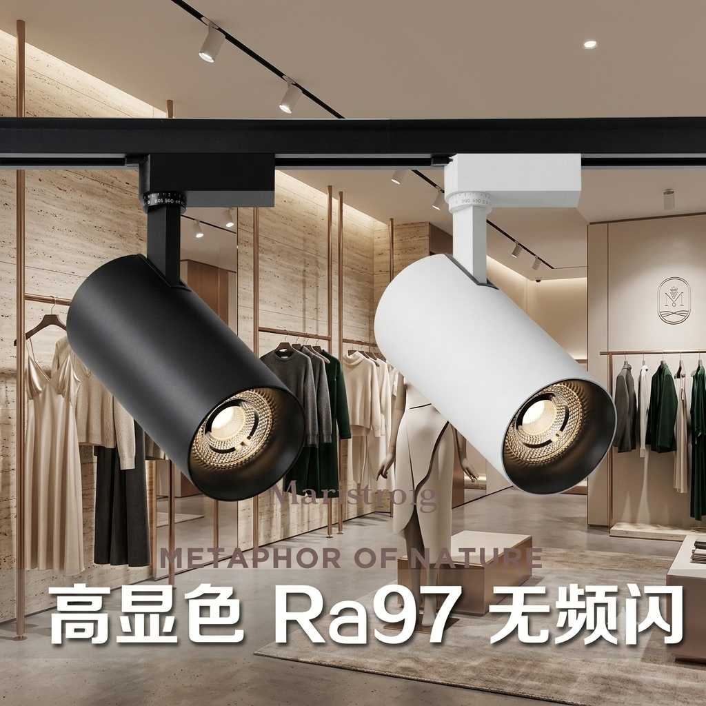 服装店射灯led轨道灯店铺商用明装轨道灯导轨式超亮背景墙天花灯
