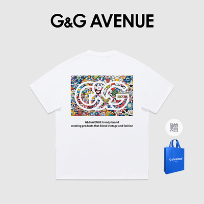法国G&G AVENUE轻奢潮牌纯棉短袖T恤男女情侣款太阳花半袖打底衫
