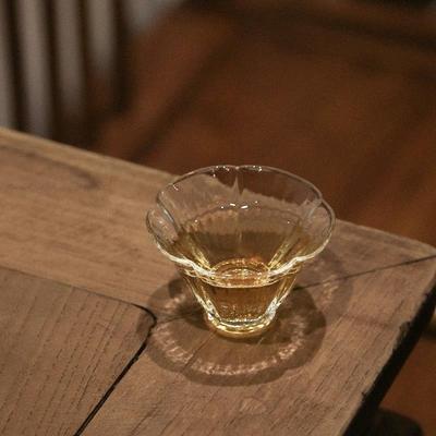 一九茶舍芙蓉花瓣玻璃小品杯手工耐热玻璃茶杯功夫茶具品茗杯杯子