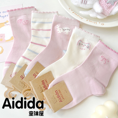 女童袜子秋冬棉袜a类中筒袜