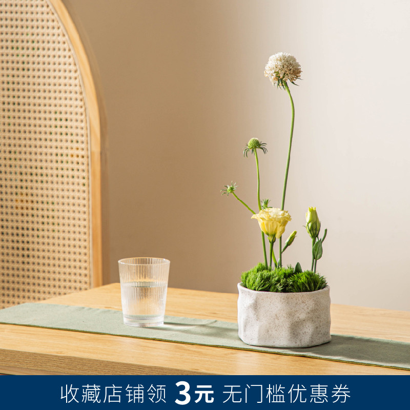 日式粗陶陶瓷花瓶艺术设计插花器滤碗家居花盆花器简约
