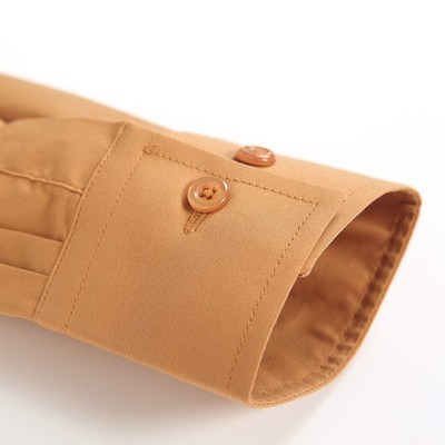 橘色橙色小领弹力商务长袖衬衫男士焦糖色浅咖啡色桔色橘黄色衬衣