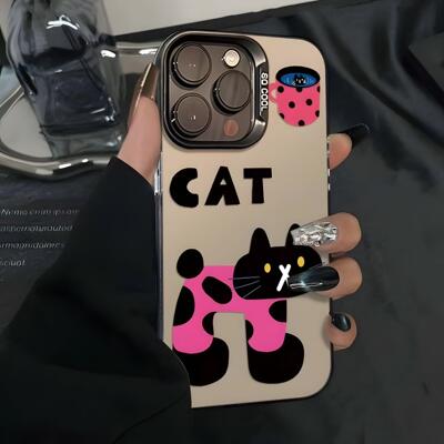 抽象CAT猫咪适用于苹果1516promax保护套iPhone11元气壳13pro12黑色14promax创意16PRO简约15PLUS韩风XS/XR套