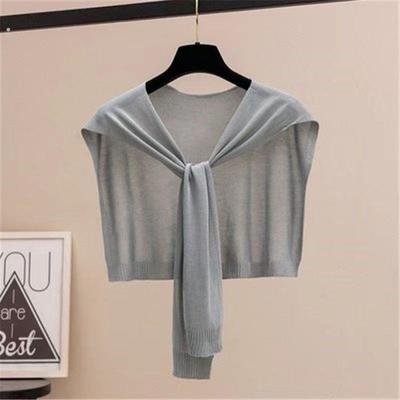 新品夏季防晒领子搭肩空调搭肩披肩冰丝针织打结围巾短款护颈薄款