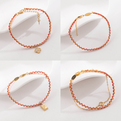 轻奢本命年红绳手链女穿黄金