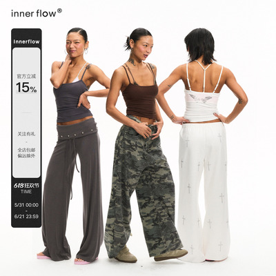 INNERFLOW三色烫银翅膀图案背心外穿夏季百搭修身内搭吊带上衣女