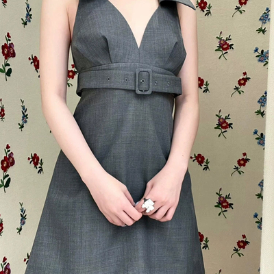 shushut法式复古气质无袖连衣裙