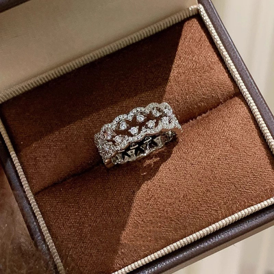 超闪蕾丝满钻戒指女款ins轻奢