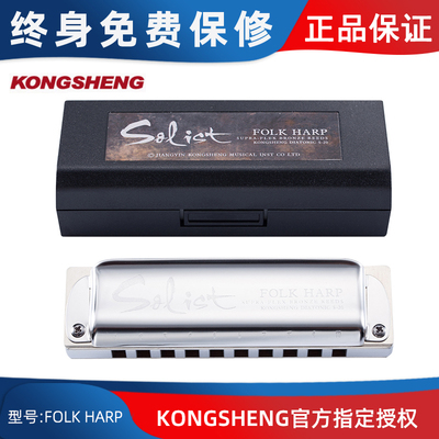 孔声FOLK HARP全金属十孔布鲁斯口琴易压音易超吹初学者专业入门