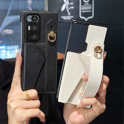 适用华为MateX5手机壳折叠屏X3腕带vs2插卡套X2/XS支架MateXs荔枝纹小众便携X3典藏版荔枝纹时尚简约防摔创意