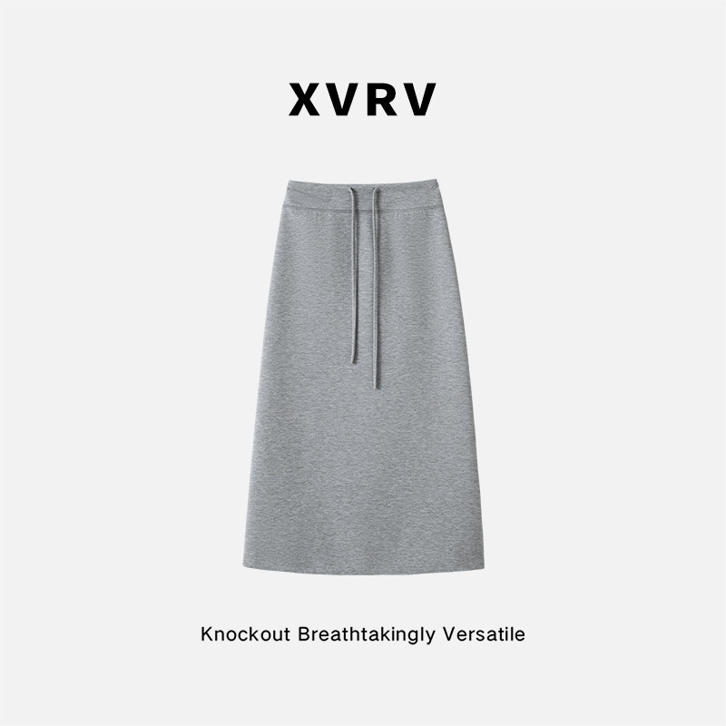 XVRV2026春夏新款休闲显瘦百搭高腰宽松中长款开叉运动半身裙