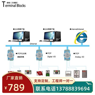 模拟量0-10V4-20mA开关量输入输出ModbusTCP通讯采集AD转换模块