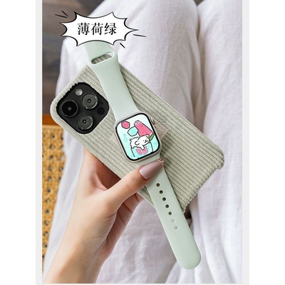 夏适用苹果表带s11液态硅胶Applewatch10运动s9876SE简约男女透气