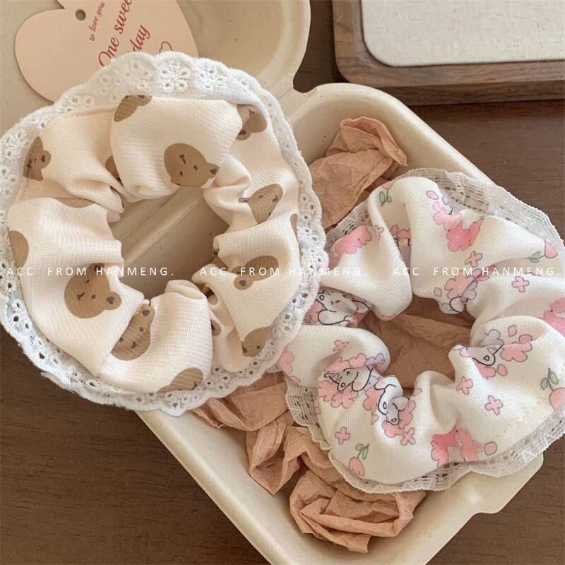新款韩版可爱小熊夏日兔兔大肠发圈花边甜美马尾发圈发绳发饰头饰