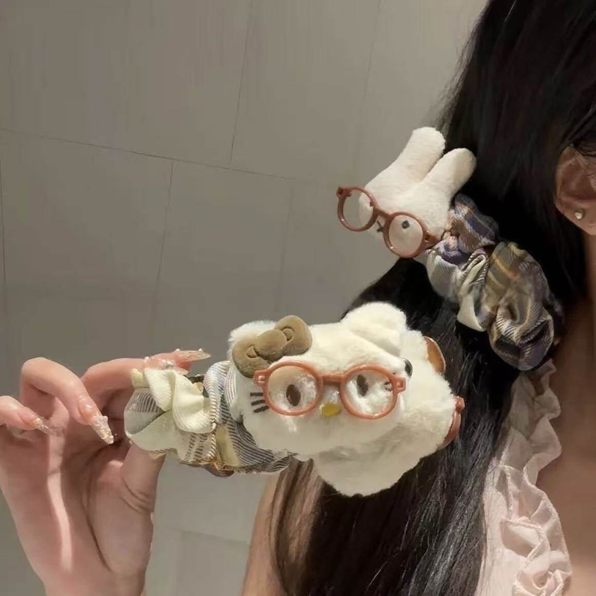 可爱波点大号猫咪巨显发量香蕉后脑勺盘发百搭少女发饰森系蓬松