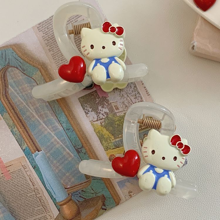 可爱爱心Kitty猫小号抓夹女后脑勺半扎发鲨鱼夹发卡头饰2025新款