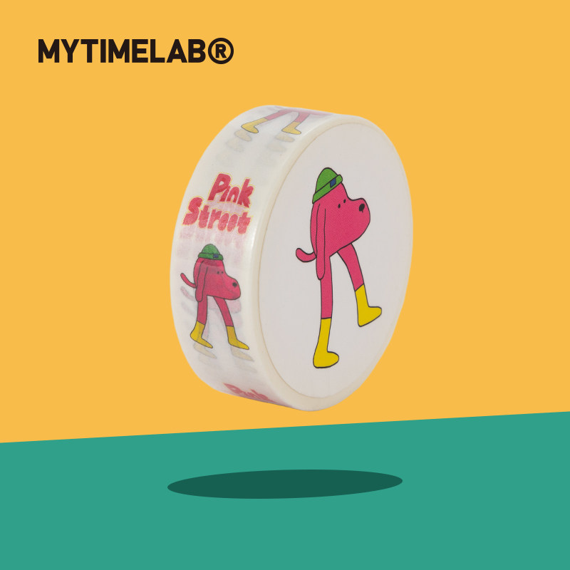 【买4减1】MYTIMELAB摩太潮玩超能量水手账胶带小号粉狗系列和纸