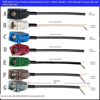 FAKRA SMB-C-K1.5 汽车连接器转接线 FAKRA母头 RG174线 SMB直母