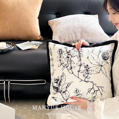 蔓越家 扶苏 新中式样板间客厅沙发抱枕靠垫腰枕靠背抱枕套含芯